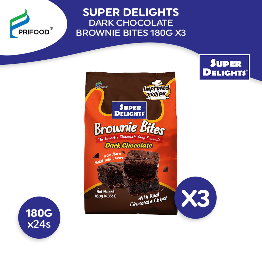 Super Delights Dark Chocolate Brownie Bites 180G (Bundle of 3) | Shopee ...