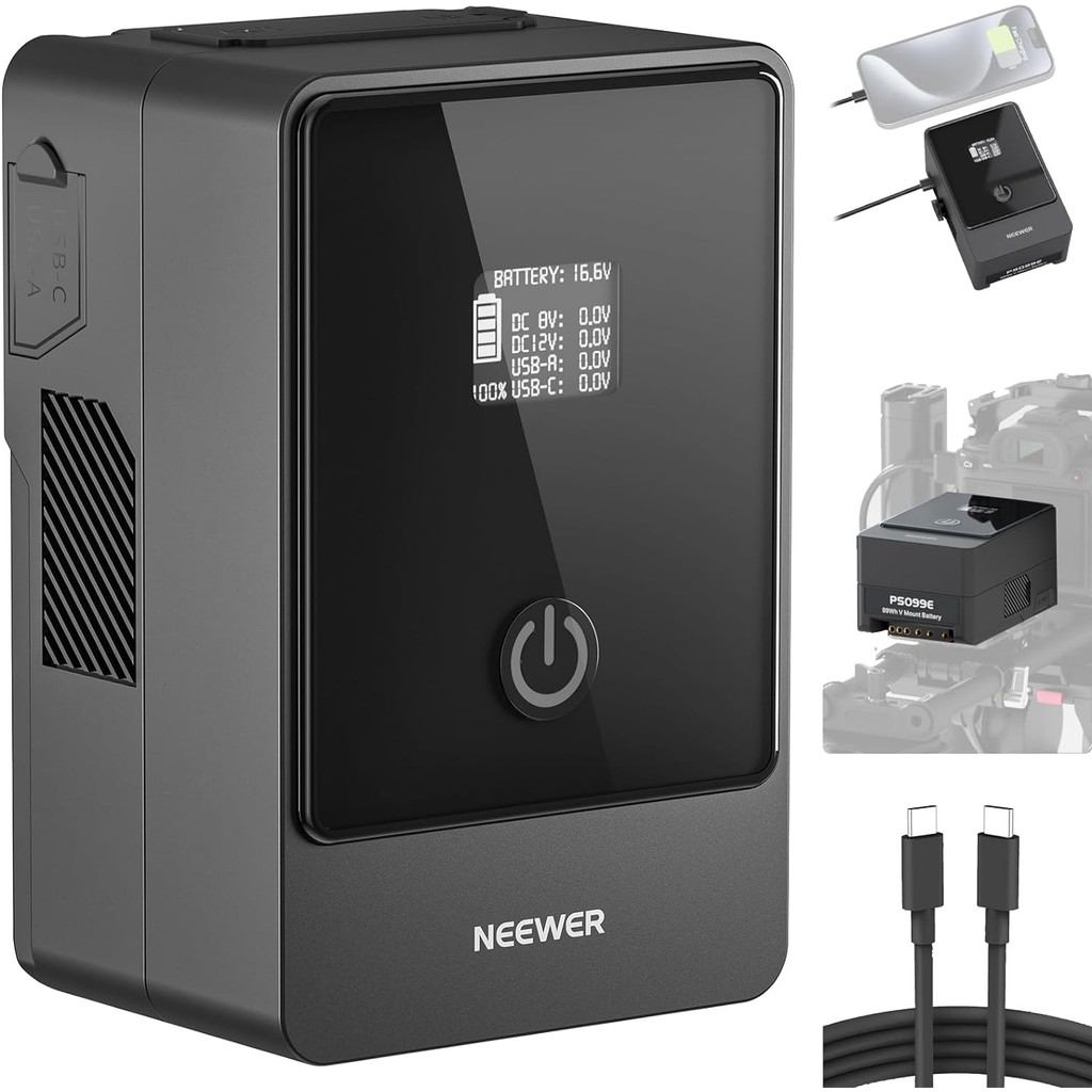 NEEWER PS099E V Mount Battery 6800mAh 99Wh 14.5V with 1m/3.3ft USB C ...