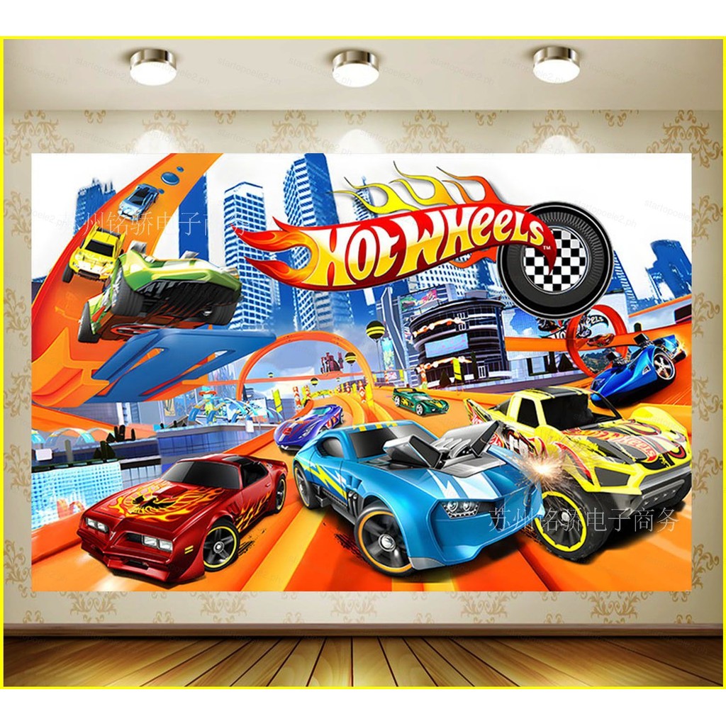 ST2 Hot Wheels Birthday theme backdrop banner party decoration photo ...