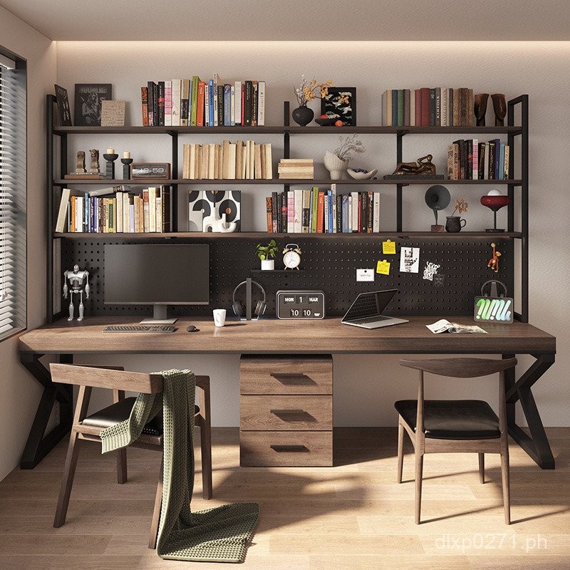 Long Strip Study Industrial Style Solid Wood Apartment Desk Bedroom ...