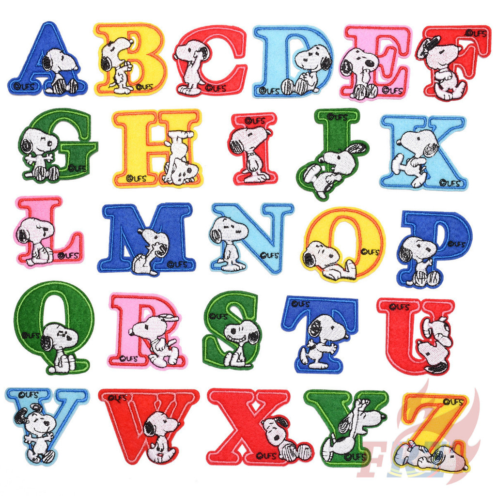1Pc Cartoon Snoopy English Letters Iron-on Patch Diy Sew on Iron on ...