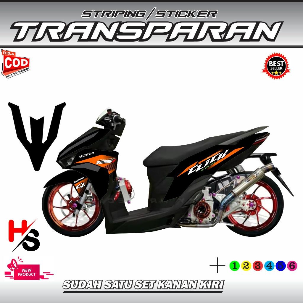 HONDA VARIO LED NEW GEN 2 MOTORCYCLE TRANSPARENT STRIPING STICKER ...