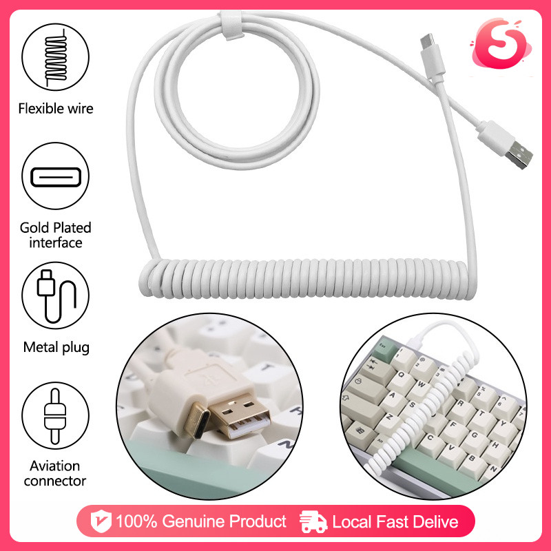 Mechanical Keyboard Custom Coiled Cable Wire GH60 Aviator USB Type C ...