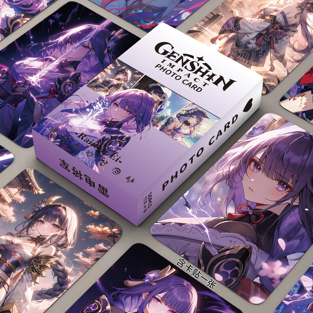 56 PCS ﻿Game Anime Genshin Impact ,Raiden Shogun Lomo Laser Card, Photo ...