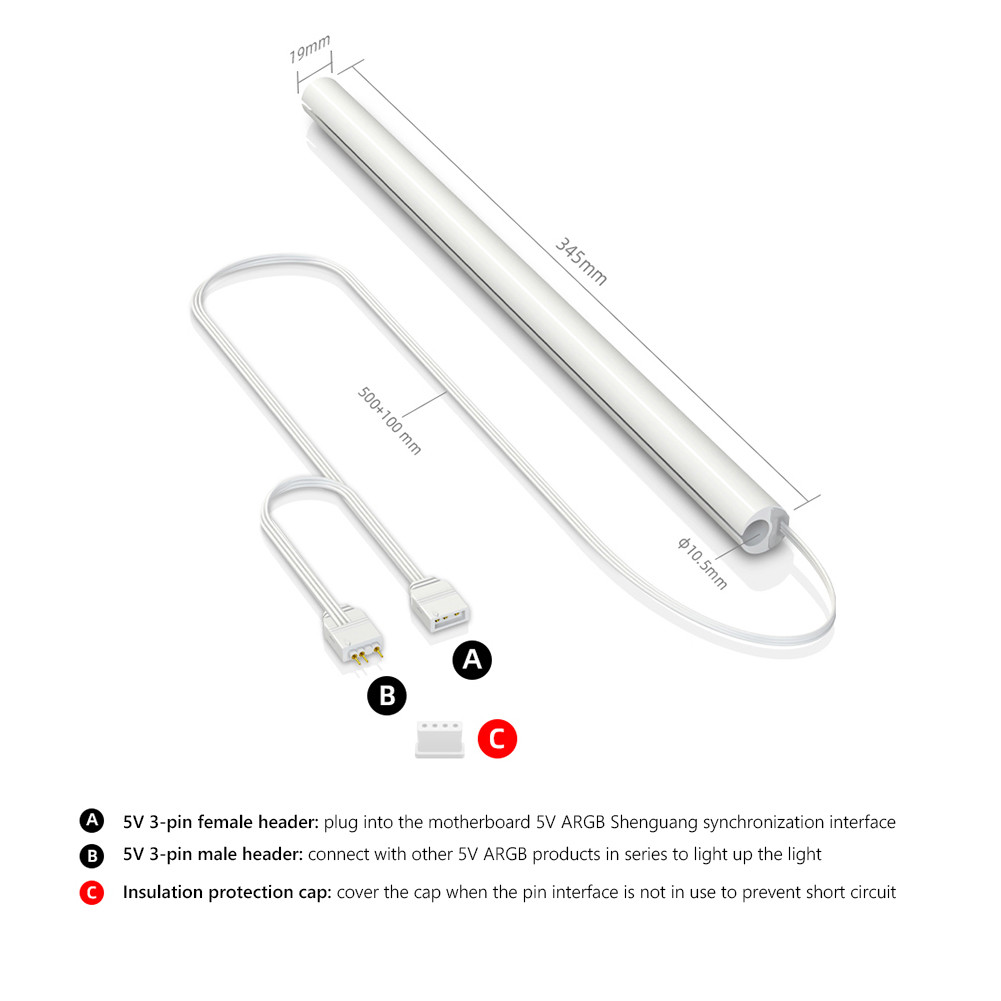 2pcs/set Hose Pipe Aura Sync Water Cooled Tubes 5V 3PIN ARGB PC Case ...