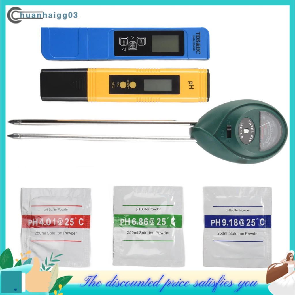 【chuanhaigg03】3 Pack PH Meter TDS PPM Meter and 3 in 1 Soil PH Tester ...