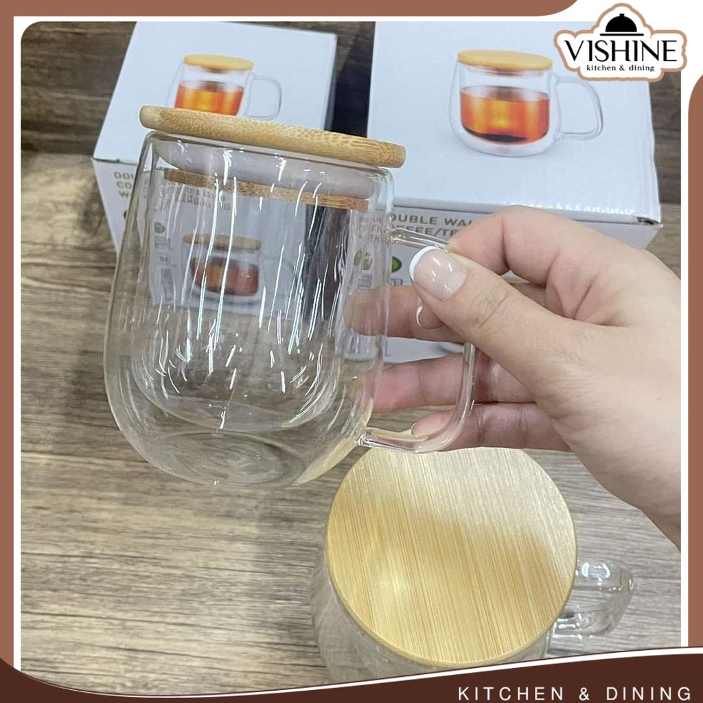 VISHINE.OFF Double Walled Glass 250/350/500ml Tea Mug Coffee Cup Heat ...
