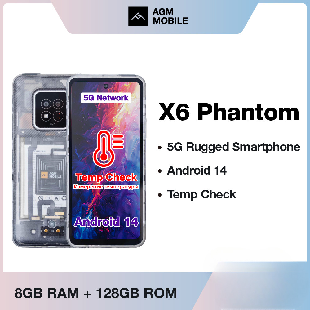 AGM X6 Phantom 5G Rugged Smartphone, 6.78 "FHD + 5000mAh, 8GB + 128GB ...
