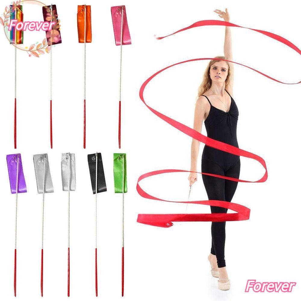FOREVER Dance Ribbon 4-Meter Streamer Twirling Gymnastic Stick Ribbons ...