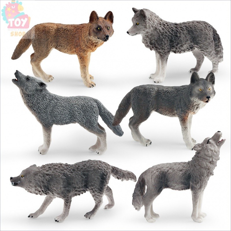 Children Toys Simulation Wild Animal Wolf Model Children Cognitive Gray ...