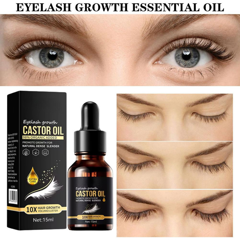 15ml Natural Castor Oil Hair Eyebrow Eyelash Growth Essence Natural ...