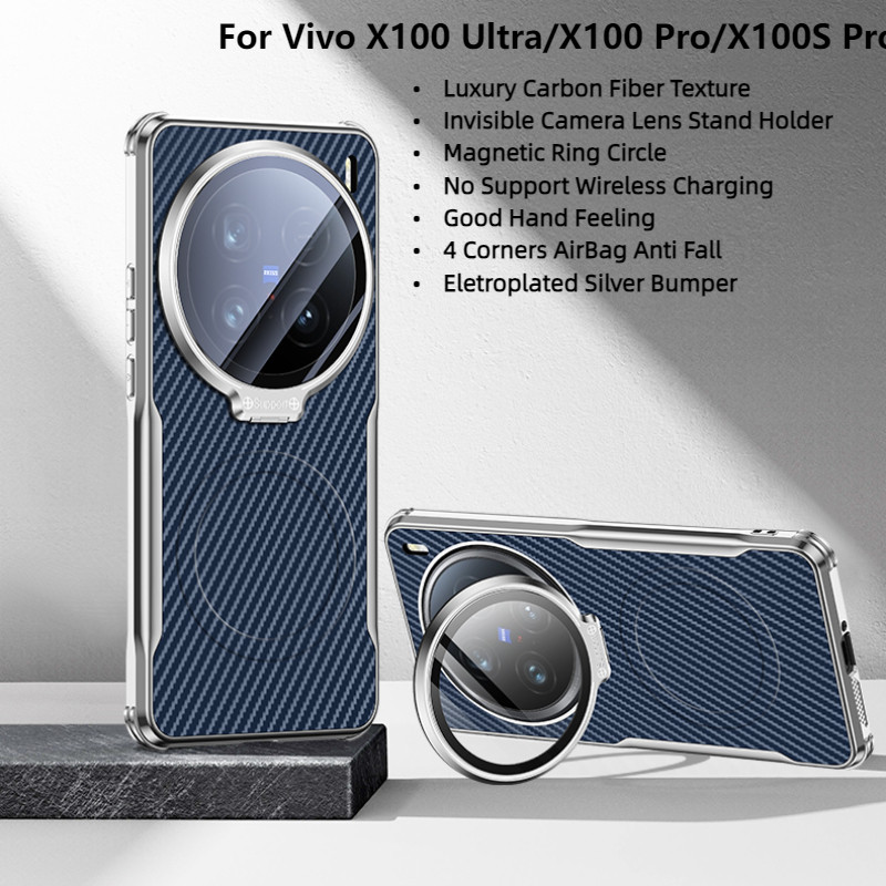 For Vivo X100 X100S Pro X100 Ultra Case Luxury Carbon Fiber Texture ...