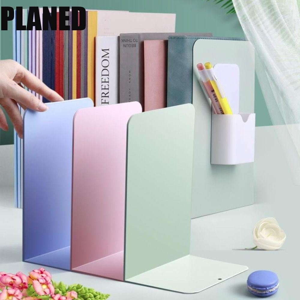 PLANED Desk Bookends, L-shaped Display Book Stand, Desktop Organizer ...