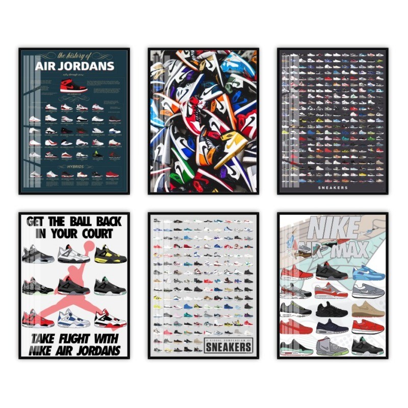 Trendy Poster Mural Jordan Decorative Painting AIR JORDAN Sneaker ...