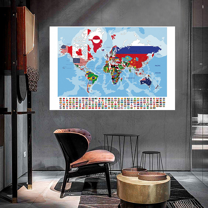 good World Map-Political Distribution-with Flags Backdrop Banner ...