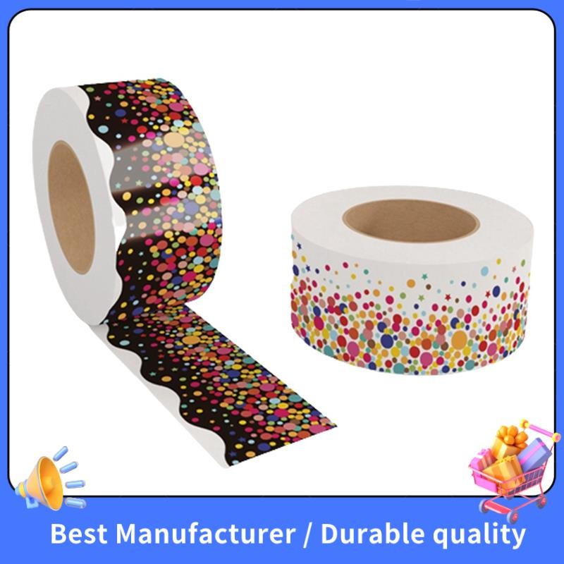 2 Rolls Bulletin Board Borders, 131.2 Feet/40 Meters Confetti Scalloped ...