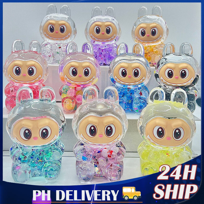 labubu glow-in-the-dark quicksand decorations doll key chain acrylic ...