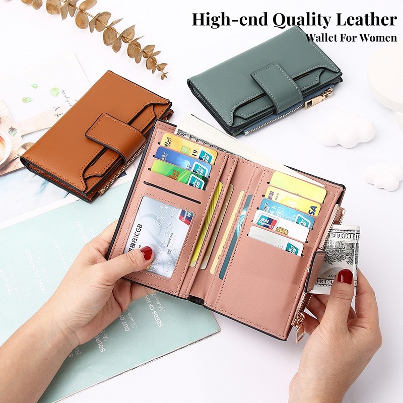 Medium Wallet With Zipper Coin Purse High-end Plain Leather ...