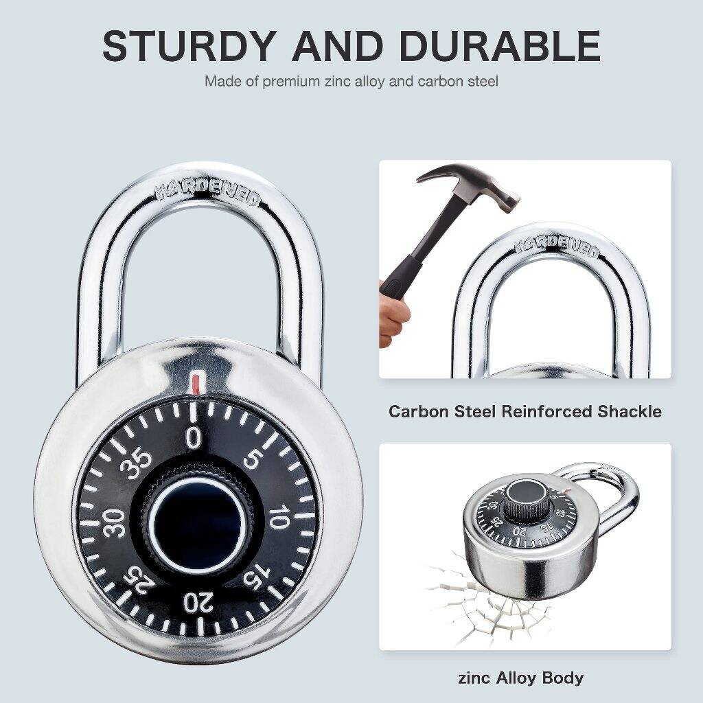 Rotary Padlock Alloy Round Dial Number Cabinet Password Security Coded ...