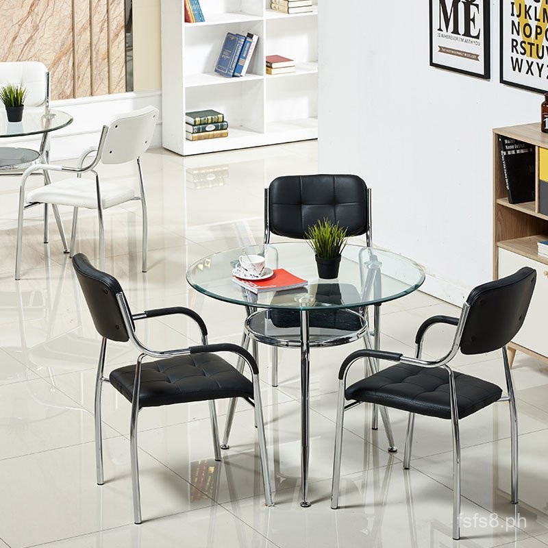 Glass Table Simple Office Negotiation Reception Table and Chair ...
