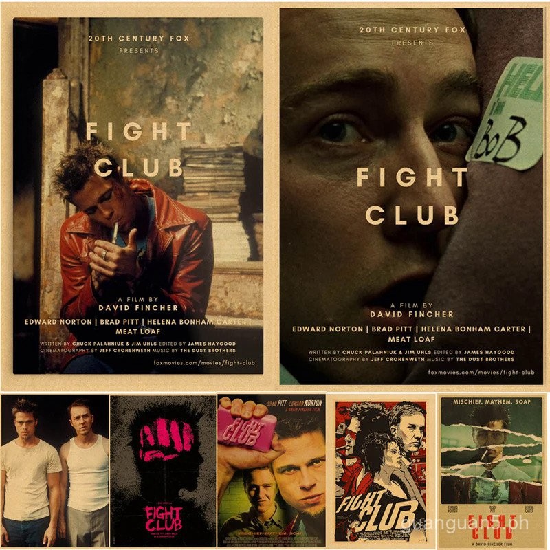 Movie Fight Club Classic Movie Brad Pitt Retro Poster Kraft Paper ...