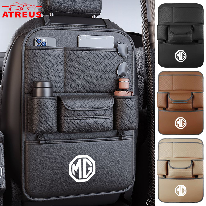 MG Car Seat Back Storage Bag Leather Auto Foldable Organizer Car ...