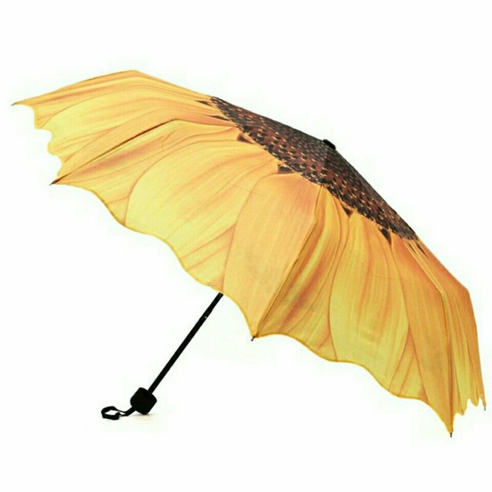 Sunflower Tri-Fold Umbrella Creative Silver Glue Anti-Ultraviolet ...