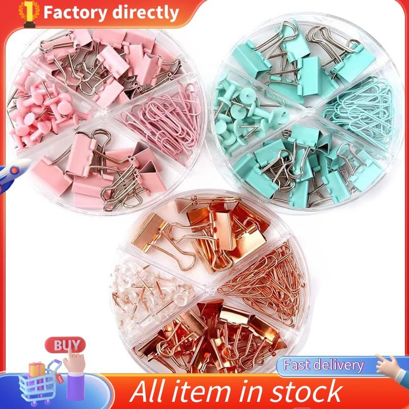 In stock-Box Pack Paper Clips Binder Clips Push Pins Set(72 Pcs Per Box ...