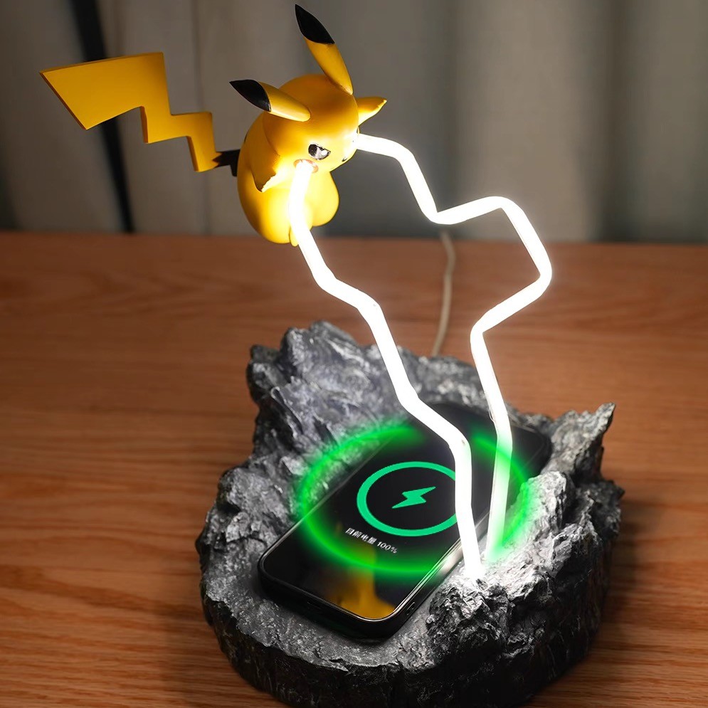 Pikachu Wireless Charging Lightning Light Desktop Creative Ornaments ...