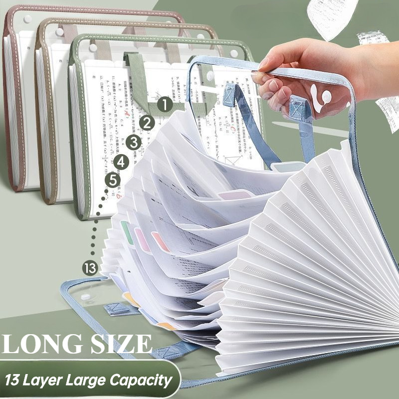 13 Layer Long Expanding File Folder Transparent Paper Organizers Large ...