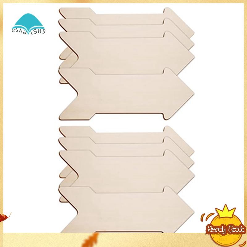 【Eshai585】8PCS Wooden Arrow Shape Cutouts Slice Unfinished Arrow Wood ...