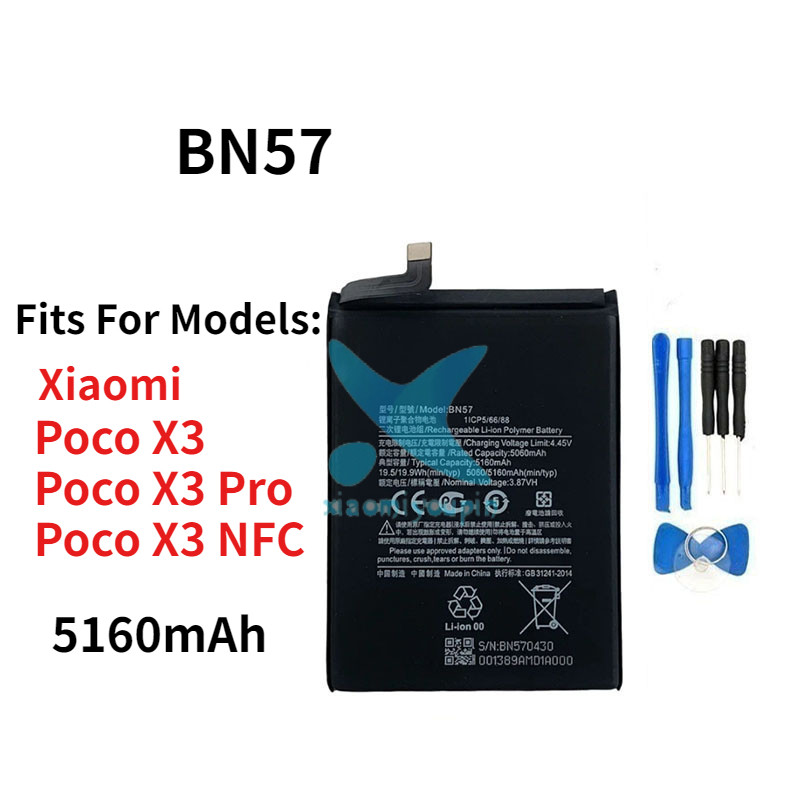 BN57 5160mAh Phone Battery For Xiaomi Pocophone X3 Poco X3 Pro X3 NFC ...