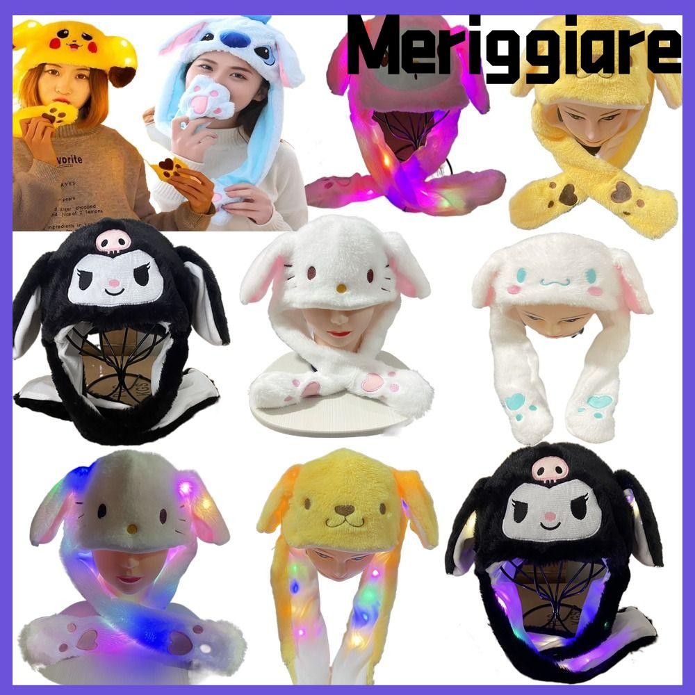 MERIGGIARE Glowing Plush Moving Hat, Neck Warmer Cartoon Animal Earflap ...