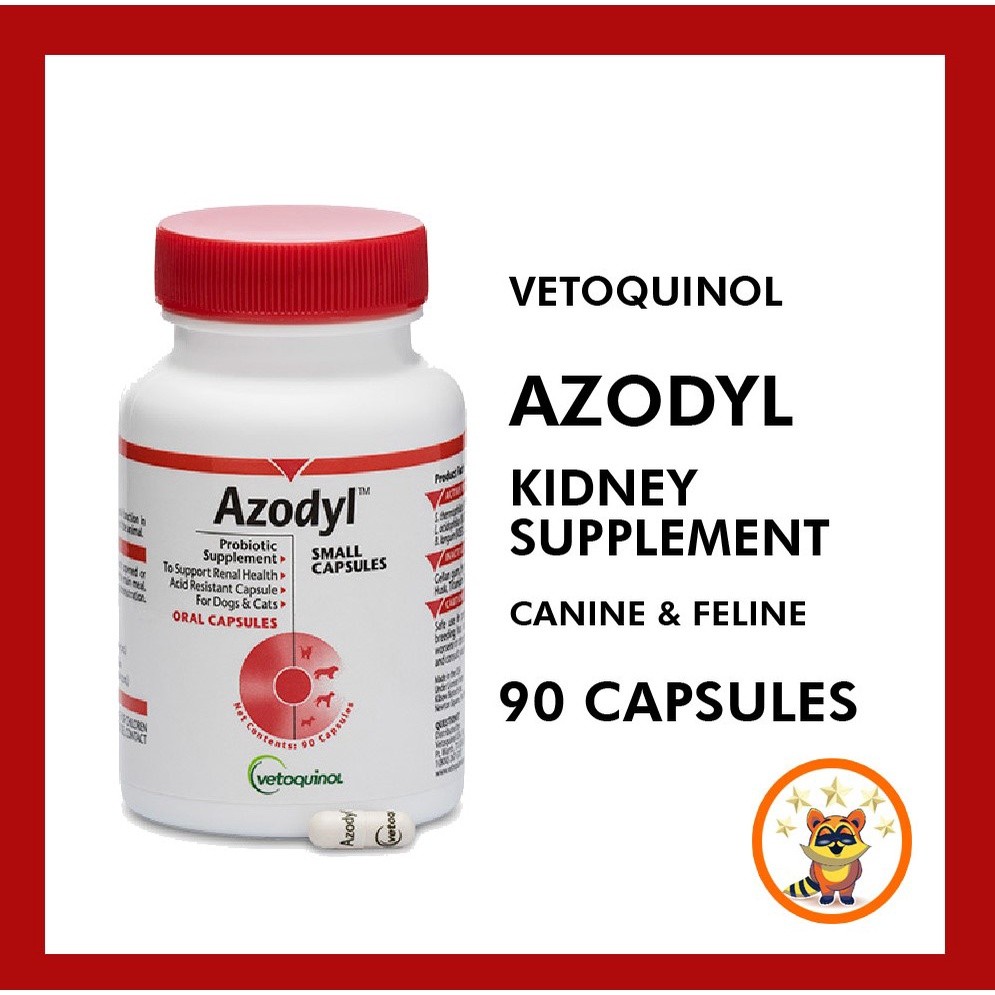Vetoquinol Azodyl Kidney Supplement Canine Dog Feline Cat 90 Capsules ...