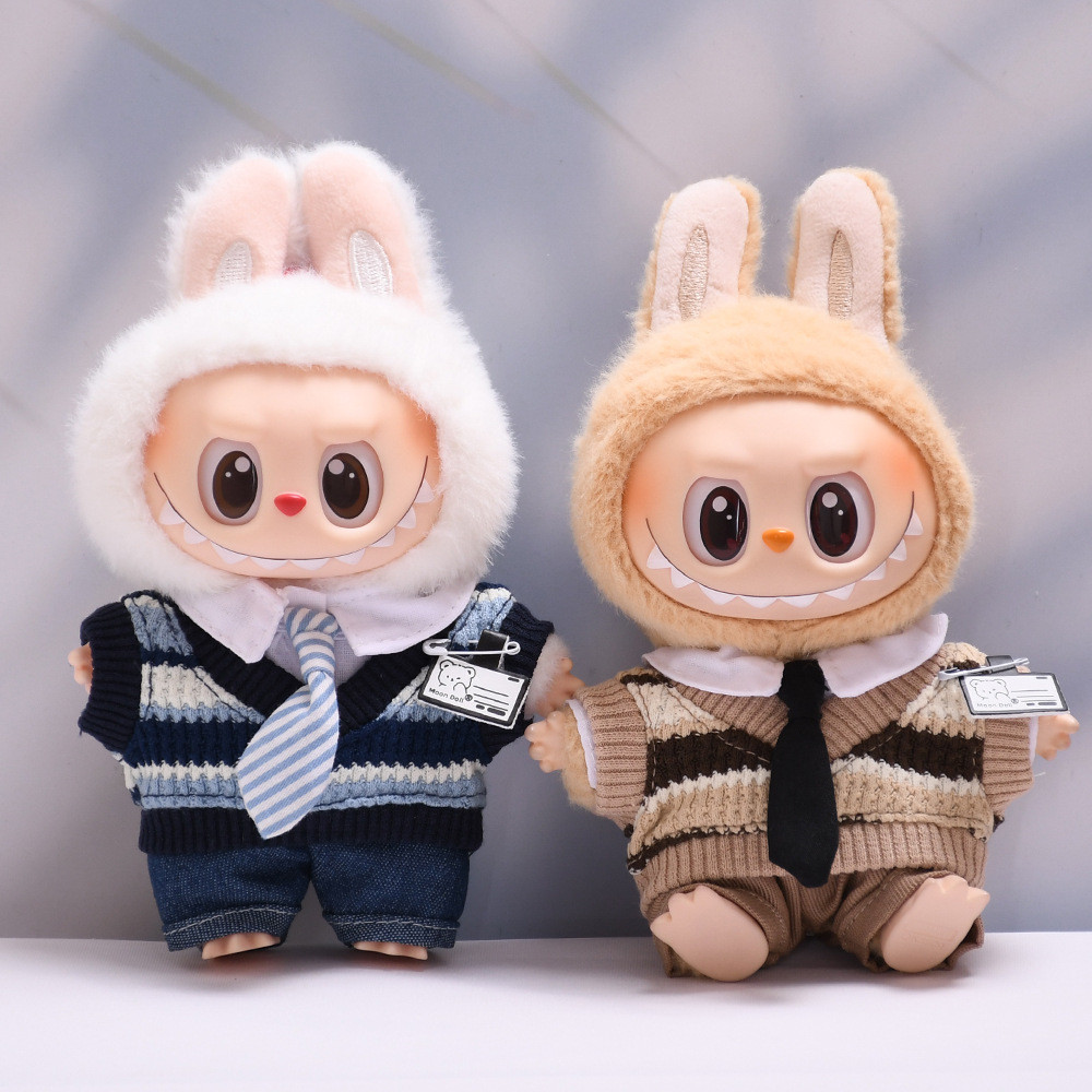 15cm 17cm labubu clothes|Brown school uniform suit, cap, white shoes ...