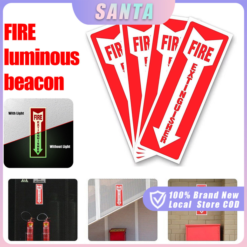 Glow in the Dark Fire Extinguisher Signage Waterproof Sticker Self ...