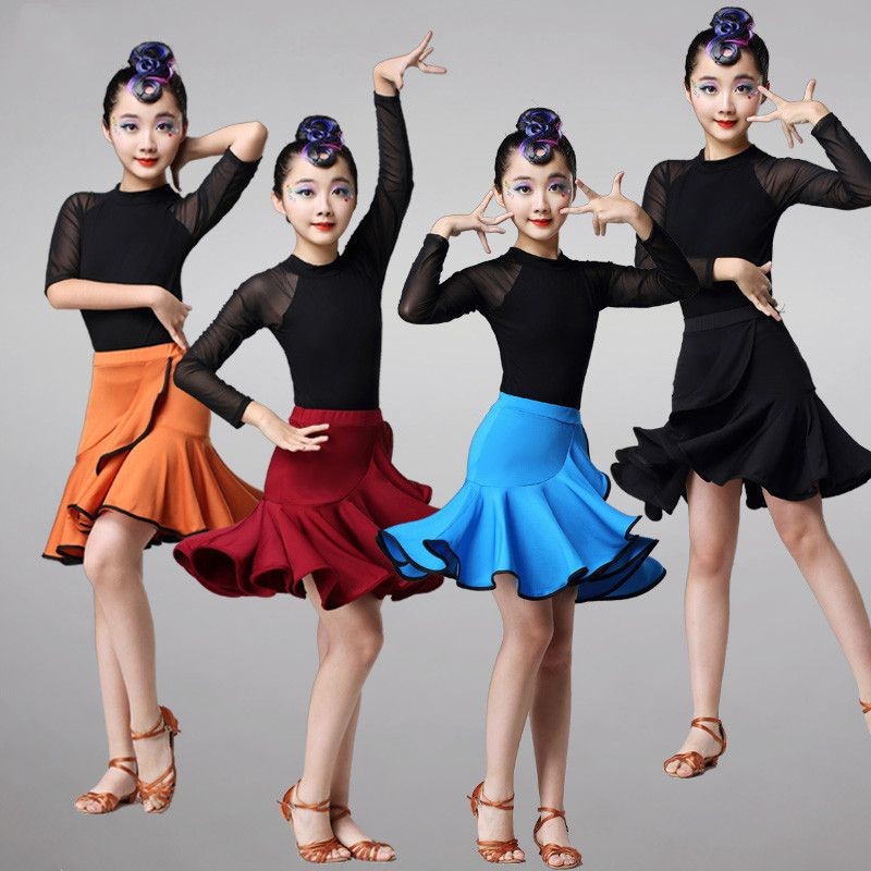 Girls Dance Skirt Professional Latin Dance Suit Dance Performance Suit ...