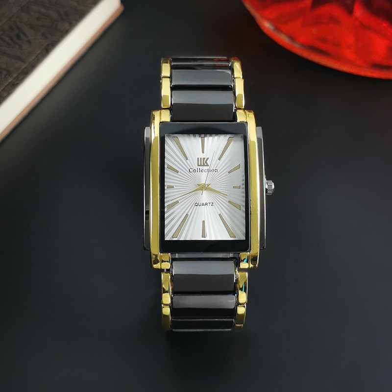 Square Watch Men's Watch Fashion Simple Sun Pattern Gold Quartz ...
