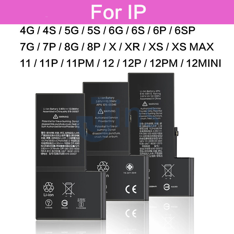 Compatible Battery for 4 4S 5 5s 6 6s 6SP 7 7P 8 8P 11 11PM 12 12P 12PM 12Mini X XR XS XSMax ...