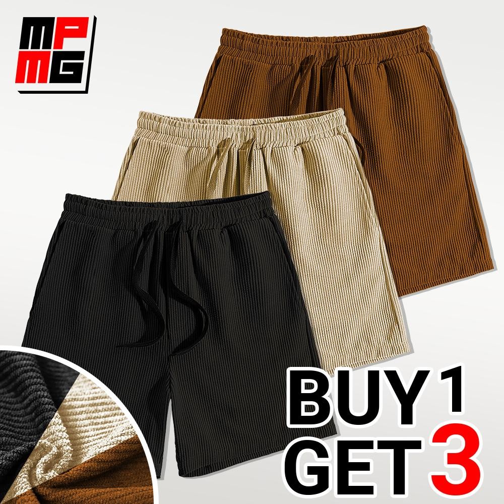MPMG Buy 1 Get 3 Corduroy Plain Shorts For Men And Women With Two Side ...