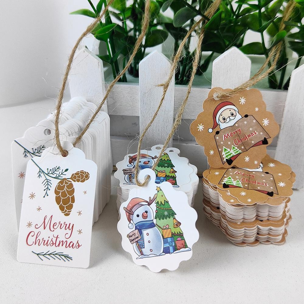 100pcs/pack Christmas Tags Kraft Paper Christmas Gift Packaging Tags ...