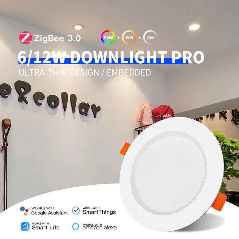 ZigBee3.0 6W 12W RGBCCT LED Downlight CRI 90+ Ceiling Recessed 120 ...