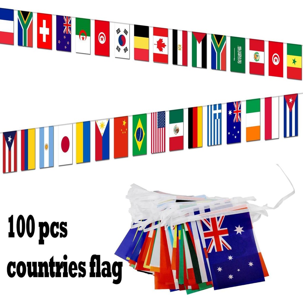 GG+World Flags International Flags 100 Countries Hanging String Flags ...
