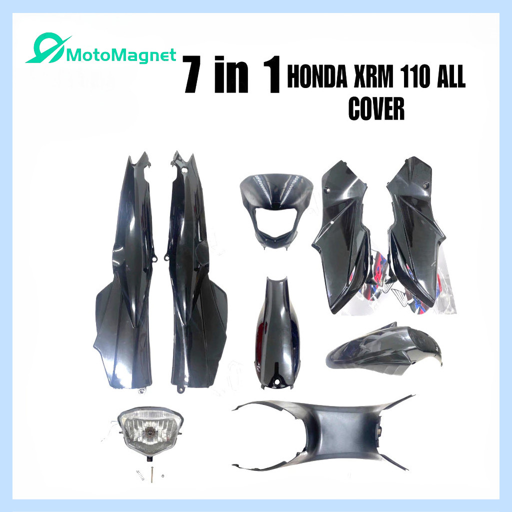 HONDA XRM 110 FLAIRINGS 7IN1 8IN1 FLL SET COVER COMPLETE SET BLACK/BLUE ...
