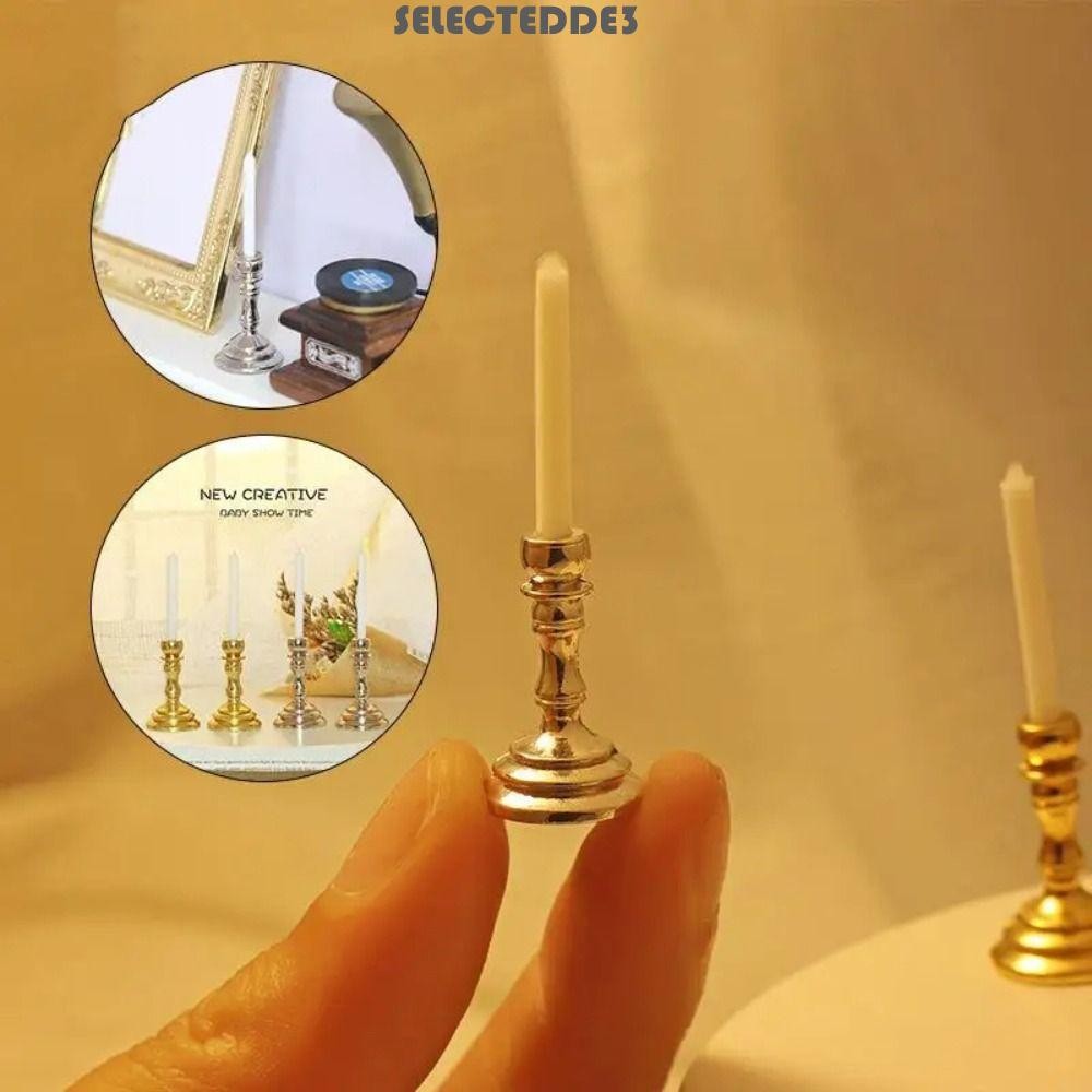 SELECTEDDE Dollhouse Miniature Candle Holder, 1:12 Scale Synthetic ...
