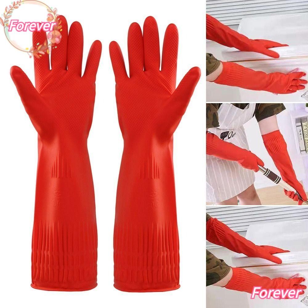 FOREVER 1 Pair Latex Long Gloves, Thick Sleeve Car Washing Rubber ...