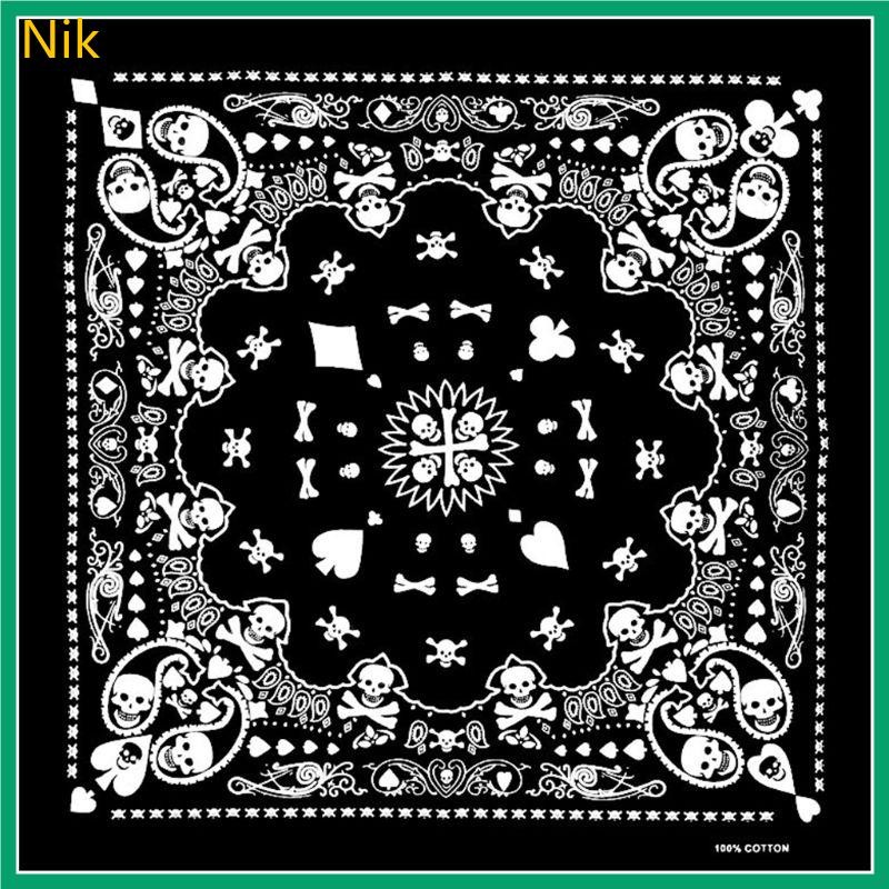 Niki Hip Hop Cotton Multi-Purpose Bandana Square Scarf Geometric Skull ...