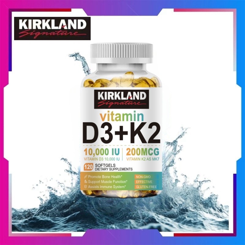 KIRKLAND Vitamin D3 10000IU+K2(MK7) 200MCG Capsules Support for ...