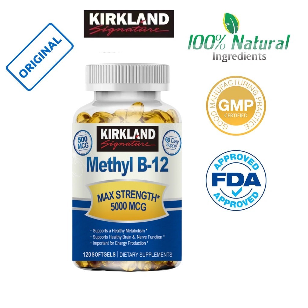 KIRKLAND Methyl B-12 Capsules 5000mcg Boost Natural Energy, Benefit ...