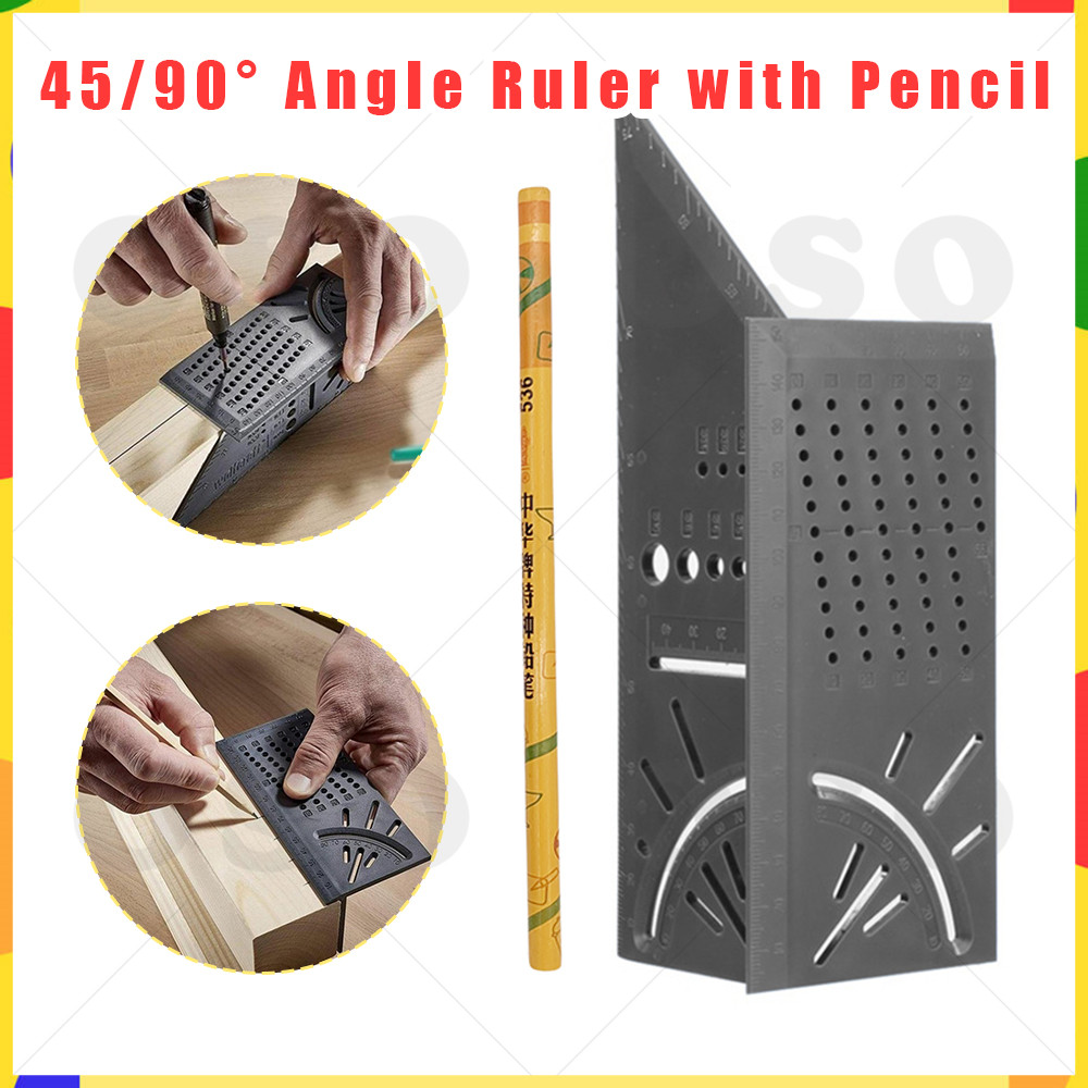 45/90 Degree Angle Ruler 3D Positioning Scale Line Ruler Gauge Bend ...